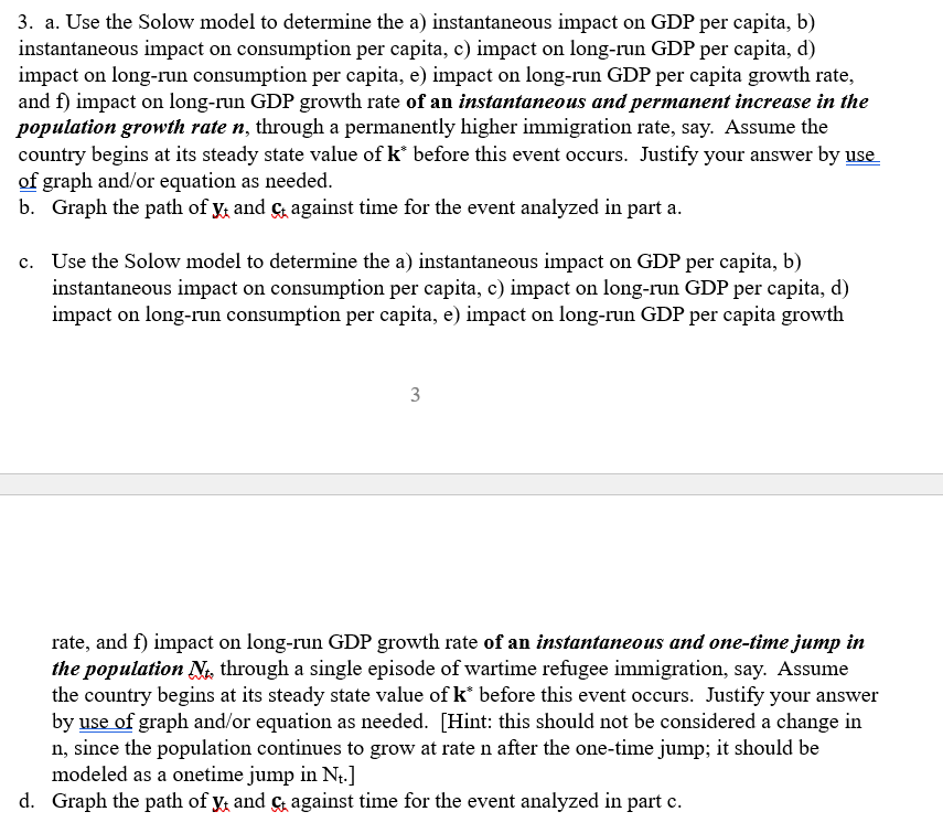 Solved 3. ﻿a. ﻿Use the Solow model to determine the a) | Chegg.com
