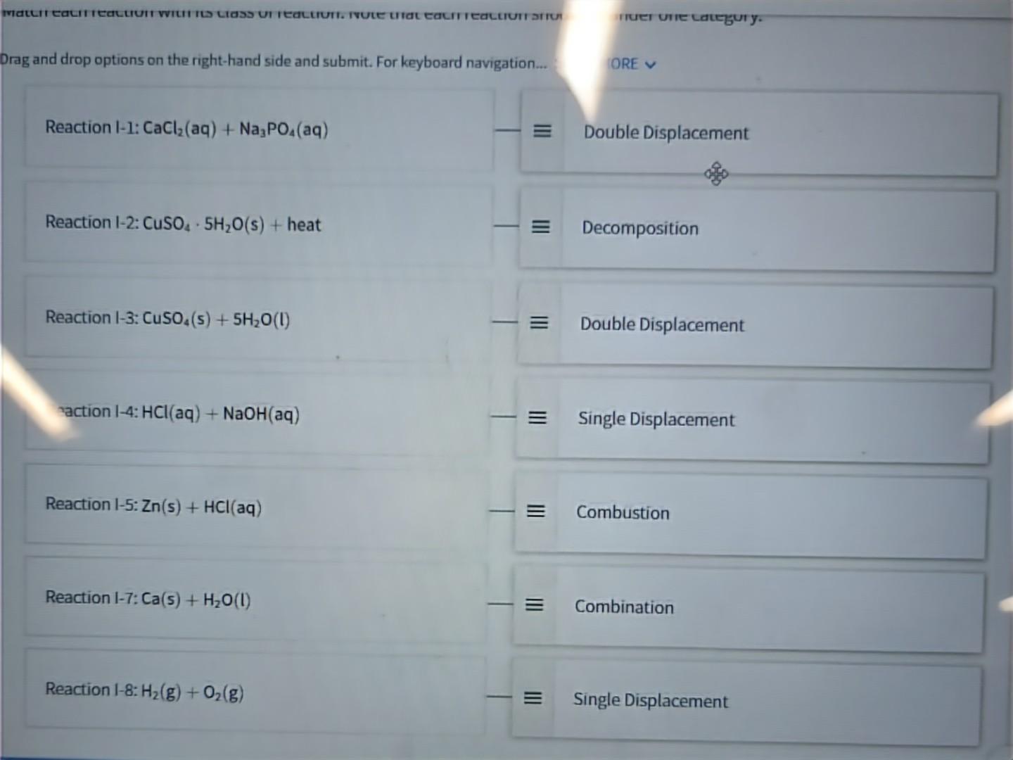 Solved Match each reaction with its class of reaction. Note | Chegg.com