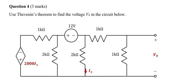 Solved Use Thevenin's theorem to find the voltage V0 in the | Chegg.com