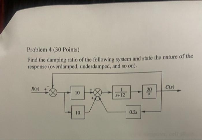 Solved Problem 4 (30 Points) Find the damping ratio of the | Chegg.com