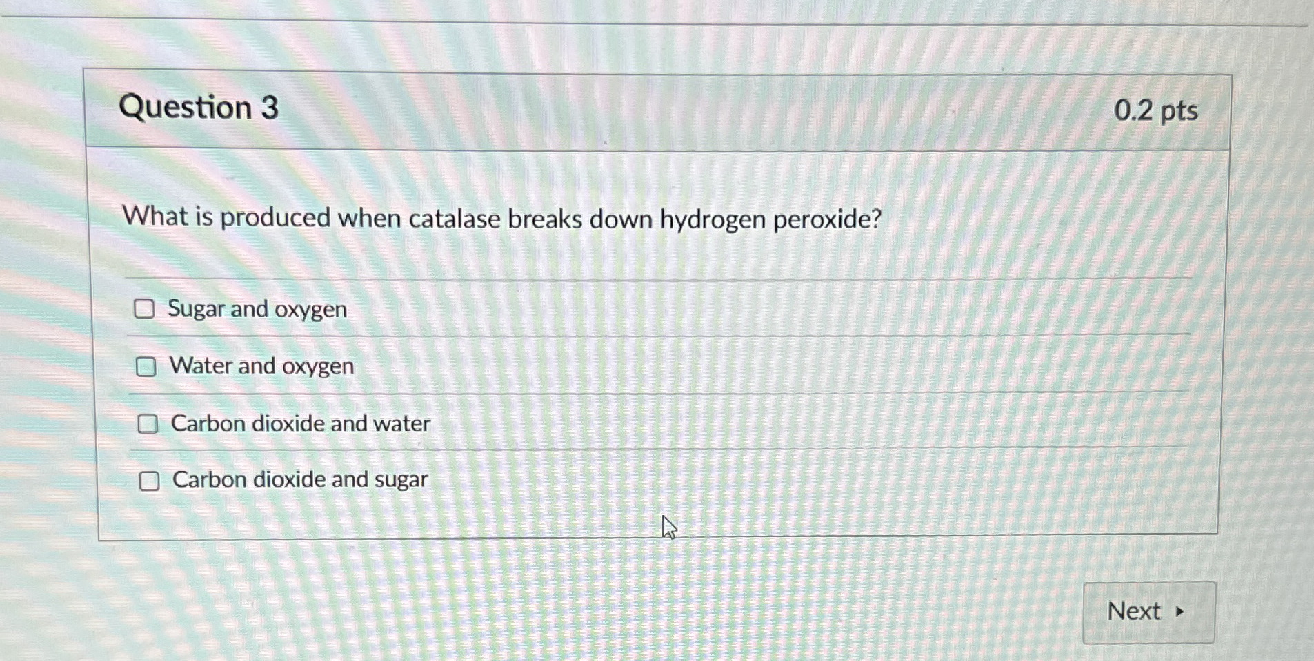 Solved Question 30.2 ﻿ptsWhat is produced when catalase | Chegg.com