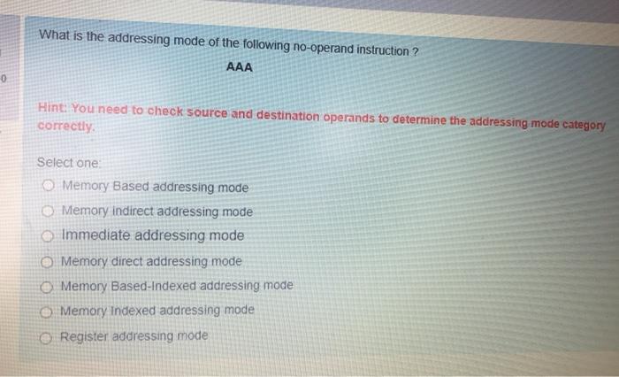 Solved What is the addressing mode of the following | Chegg.com