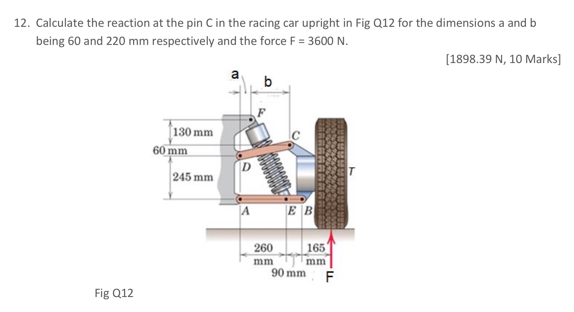 Solved Calculate the reaction at the pin C in the racing car | Chegg.com