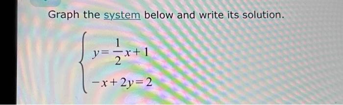 Solved Graph the system below and write its solution. y= = | Chegg.com