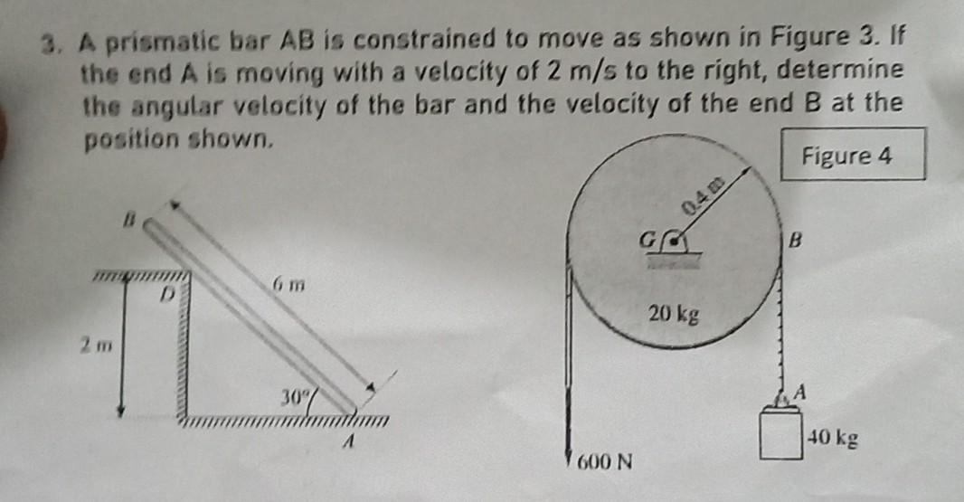Solved 3. A prismatic bar AB is constrained to move as shown | Chegg.com