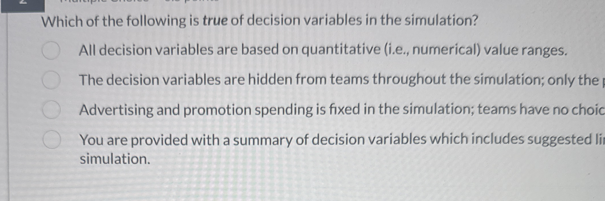 Which of the following is true of decision variables | Chegg.com