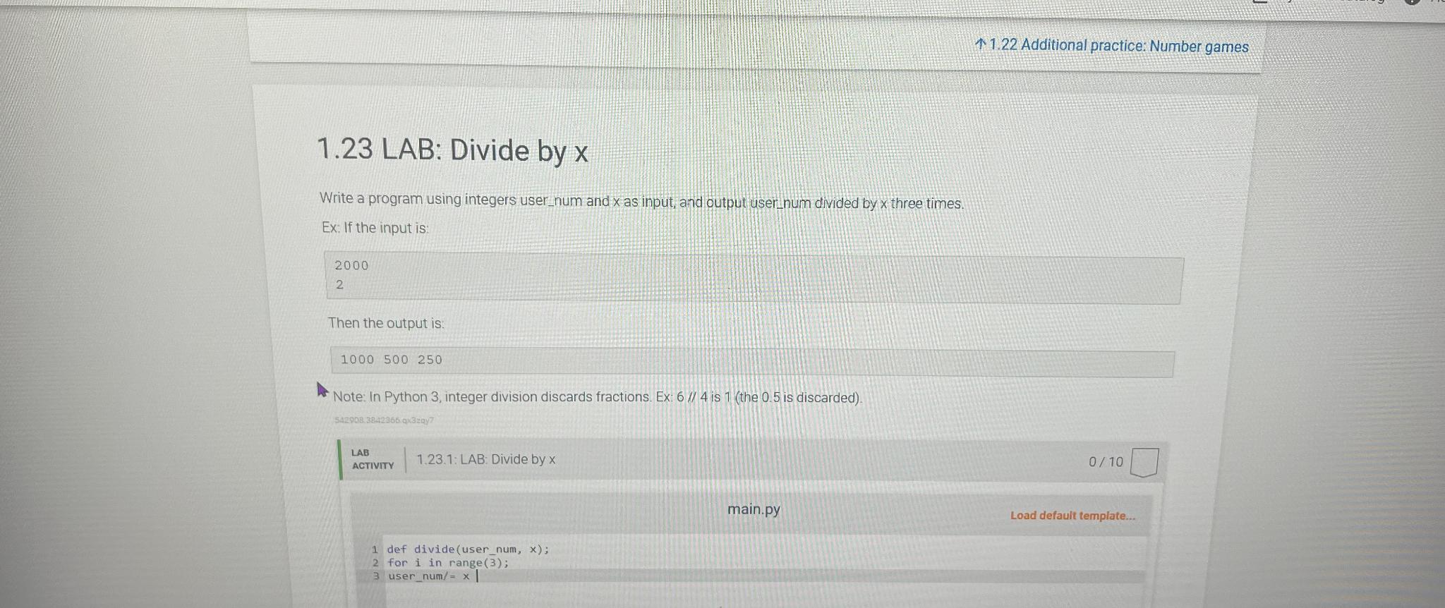 Solved uarr1.22 ﻿Additional practice: Number games1.23 ﻿LAB: | Chegg.com