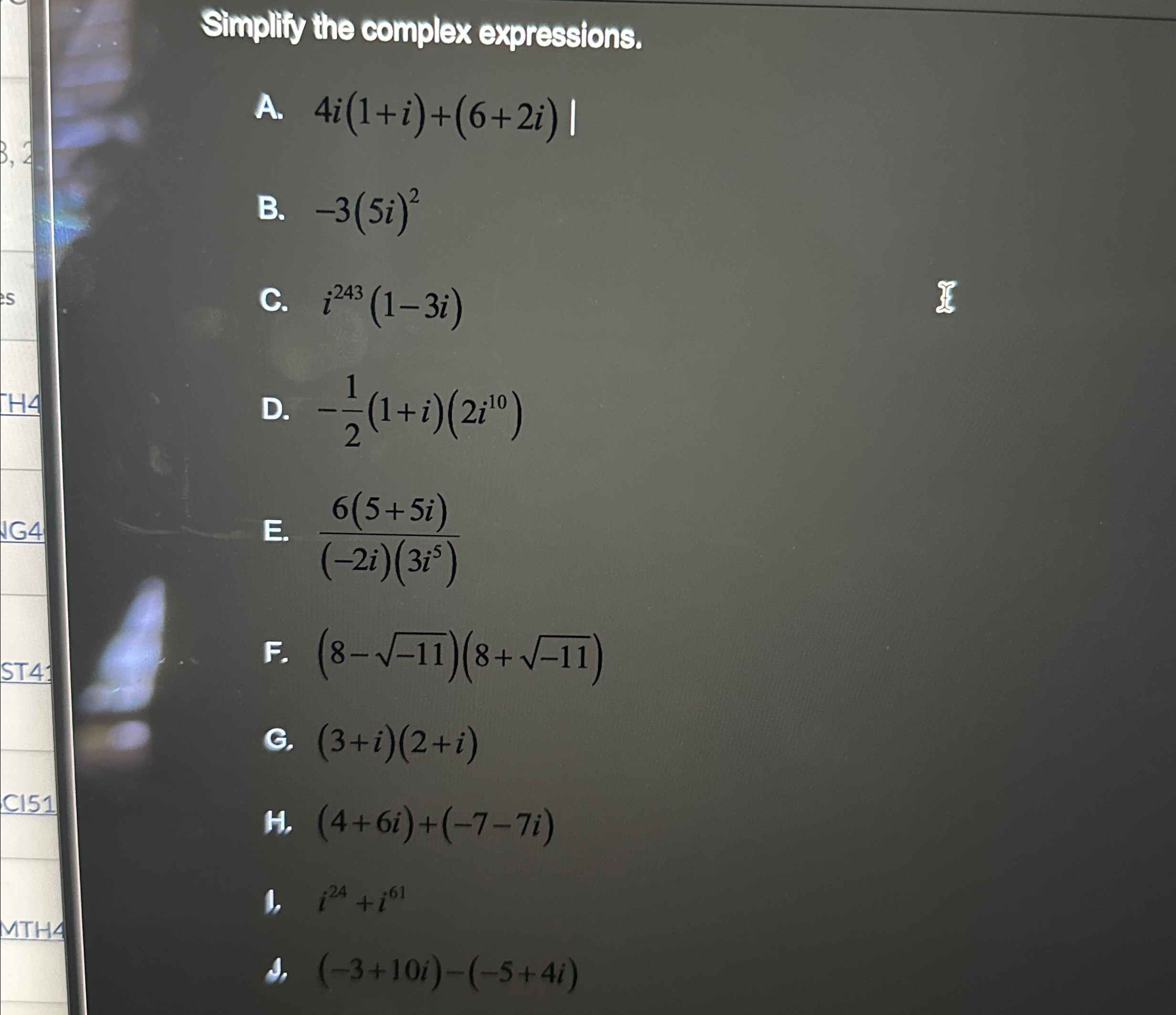 Simplitiy the complex | Chegg.com