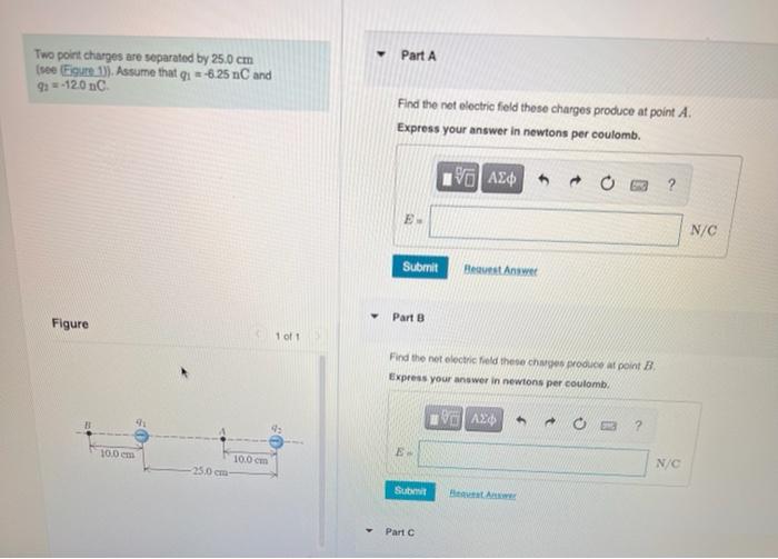 Solved Two point charges are separated by 25.0 cm Part A | Chegg.com