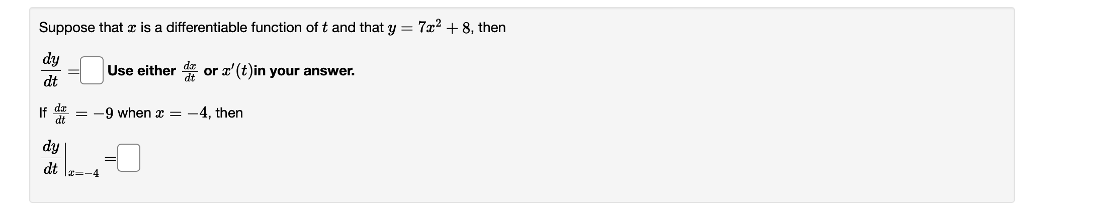 Solved Suppose that x ﻿is a differentiable function of t | Chegg.com