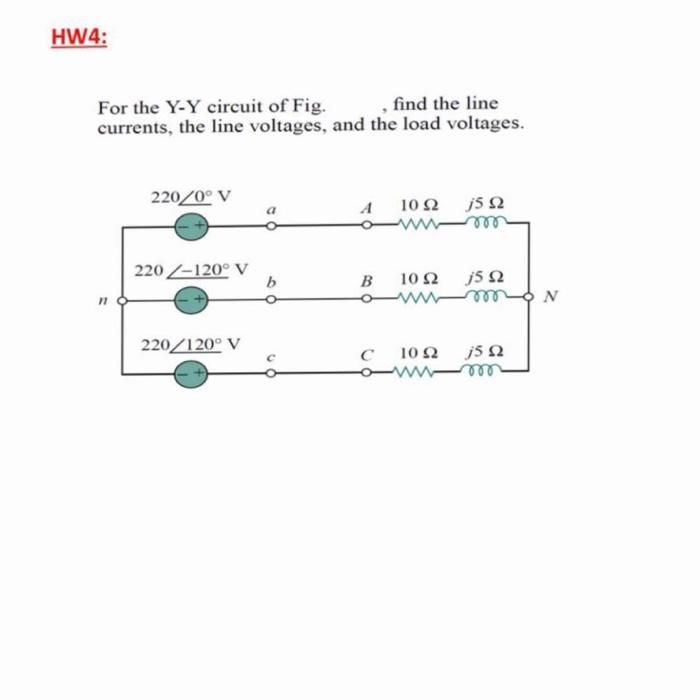 Solved HW4: For the Y-Y circuit of Fig. find the line | Chegg.com