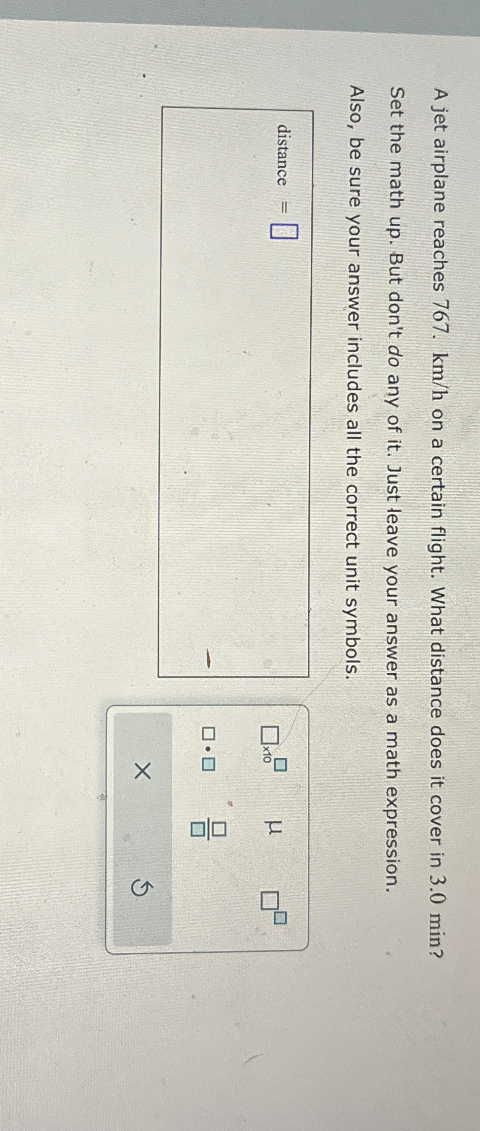 Solved A jet airplane reaches 767.kmh ﻿on a certain flight. | Chegg.com