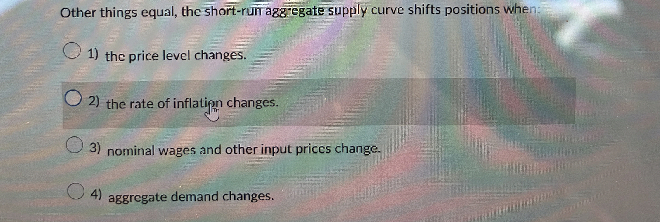 Solved Other things equal, the short-run aggregate supply | Chegg.com