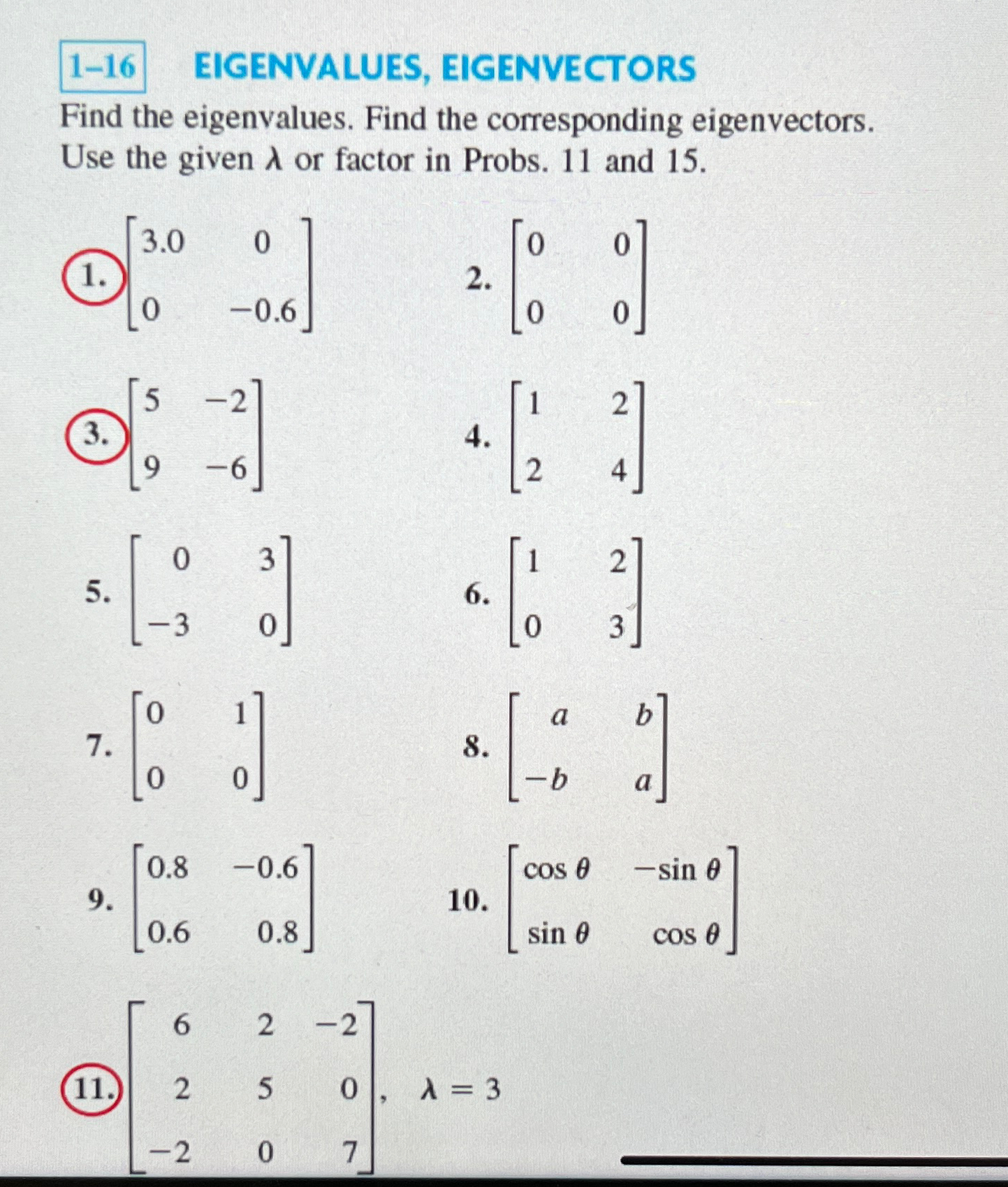 Solved EIGENVALUES, EIGENVECTORSFind the eigenvalues. Find | Chegg.com