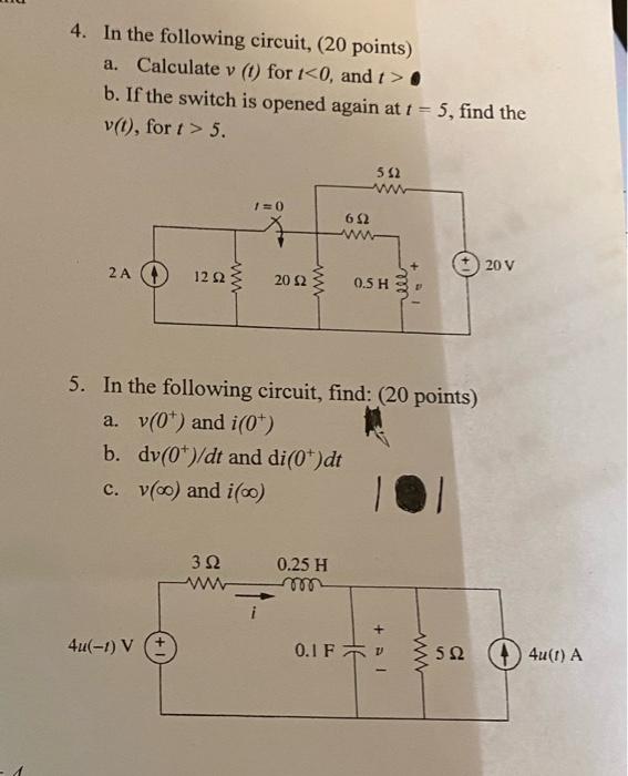 Solved 4. In the following circuit, ( 20 points) a. | Chegg.com