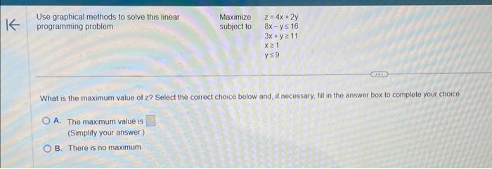 Solved Use graphical methods to solve this linear | Chegg.com