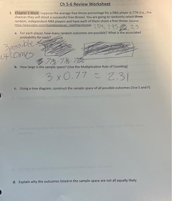 Solved Ch 5-6 Review Worksheet 1. Chapter 5 Work: Suppose | Chegg.com