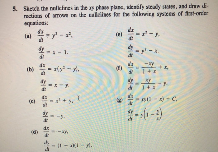 Solved 5. Sketch the nullclines in the xy phase plane, | Chegg.com