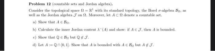 Solved Problem 12 (countable sets and Jordan algebra). | Chegg.com