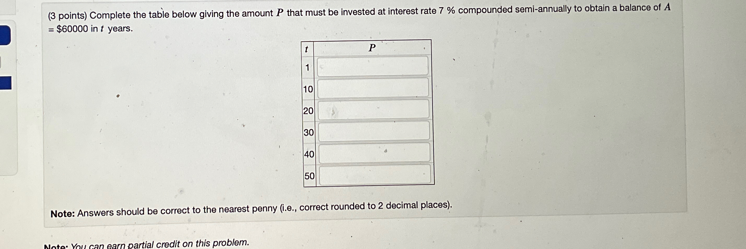 Solved ( 3 ﻿points) ﻿Complete the table below giving the | Chegg.com
