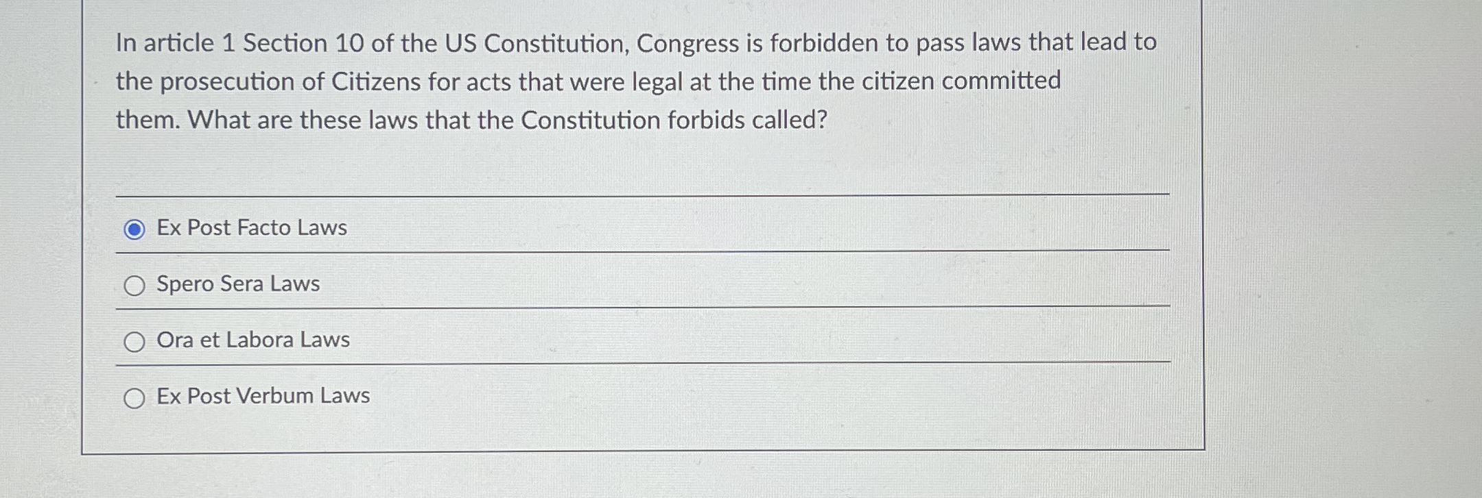 Solved In article 1 ﻿Section 10 ﻿of the US Constitution, | Chegg.com
