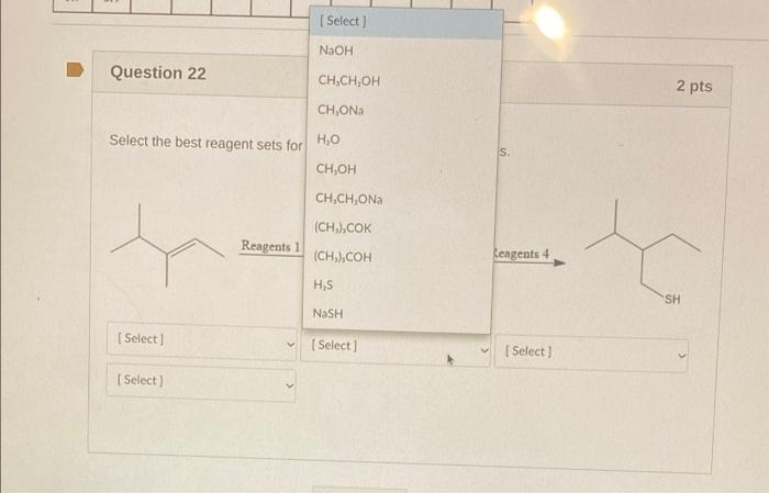 Solved 2 pts Select the best reagent sets for the following | Chegg.com