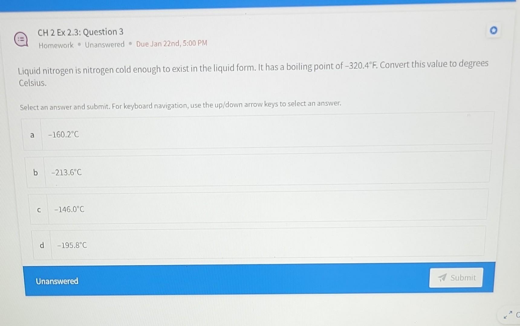 Solved CH2 Ex 2.3: Question 3 Homework - Unanswered - Due | Chegg.com
