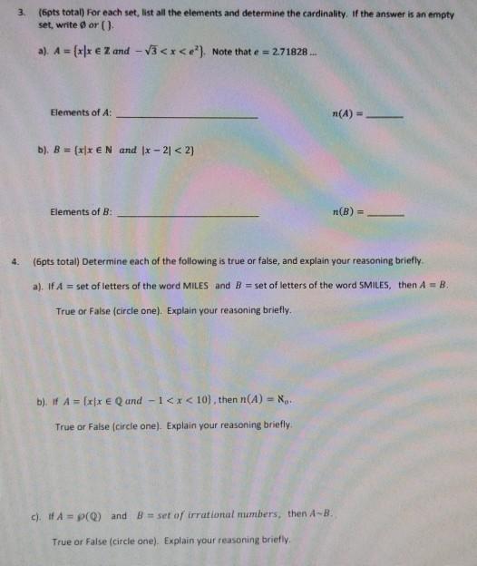 Solved What is the 'E' symbol in the sets for 3a and 3b? How | Chegg.com