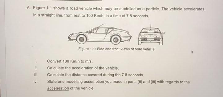 Solved A. Figure 1.1 shows a road vehicle which may be | Chegg.com