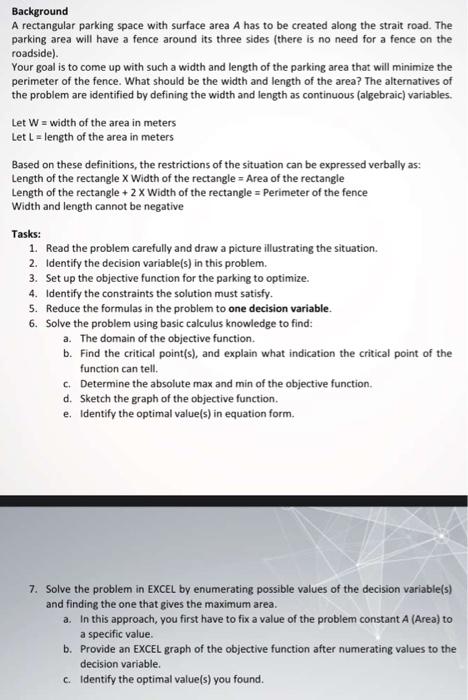 Solved Background A rectangular parking space with surface | Chegg.com