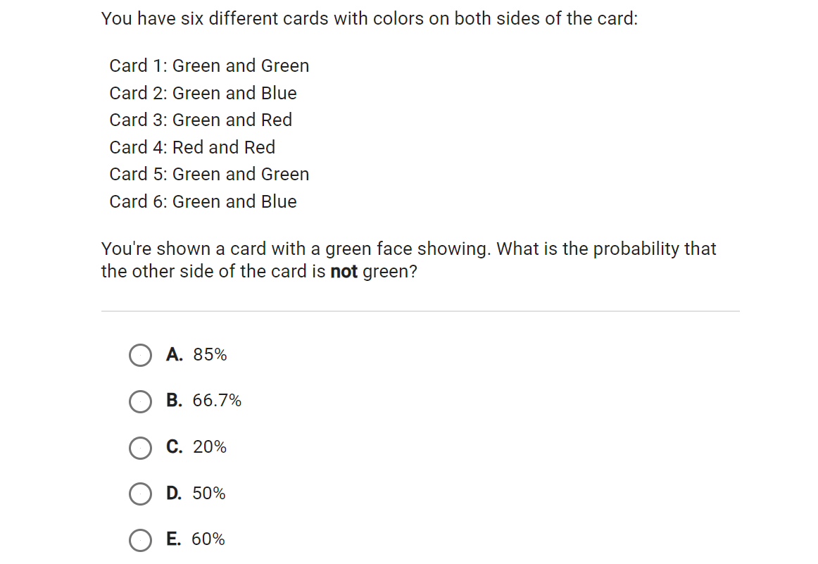 Solved You have six different cards with colors on both | Chegg.com