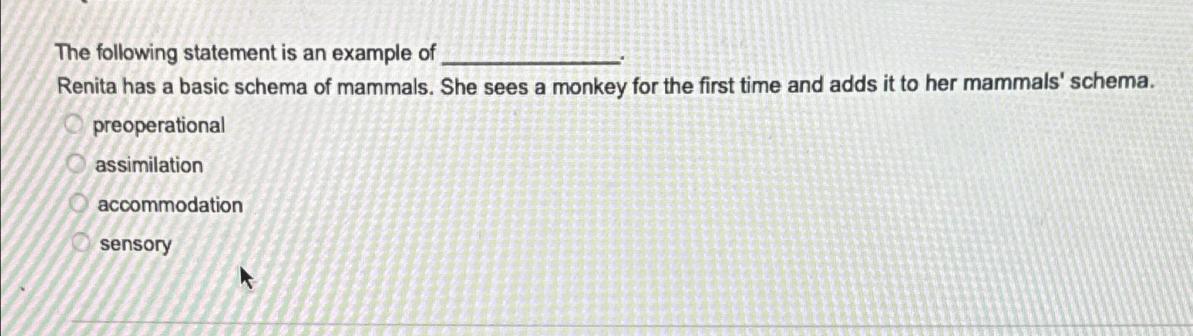 Solved The following statement is an example ofRenita has a | Chegg.com