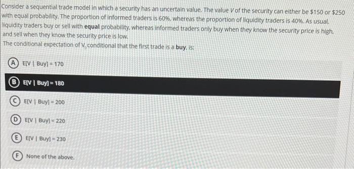 Solved Consider a sequential trade model in which a security | Chegg.com