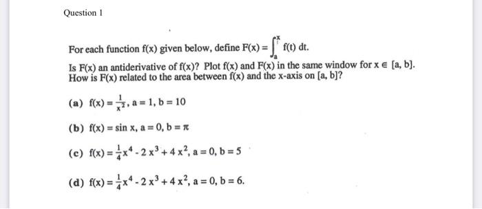 Solved For each function f(x) given below, define | Chegg.com