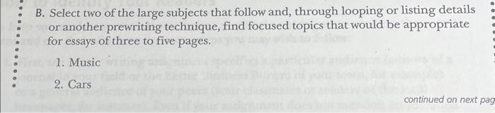 B. Select two of the large subjects that follow and, | Chegg.com
