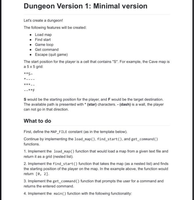 Solved Let's create a dungeon! The following features will | Chegg.com