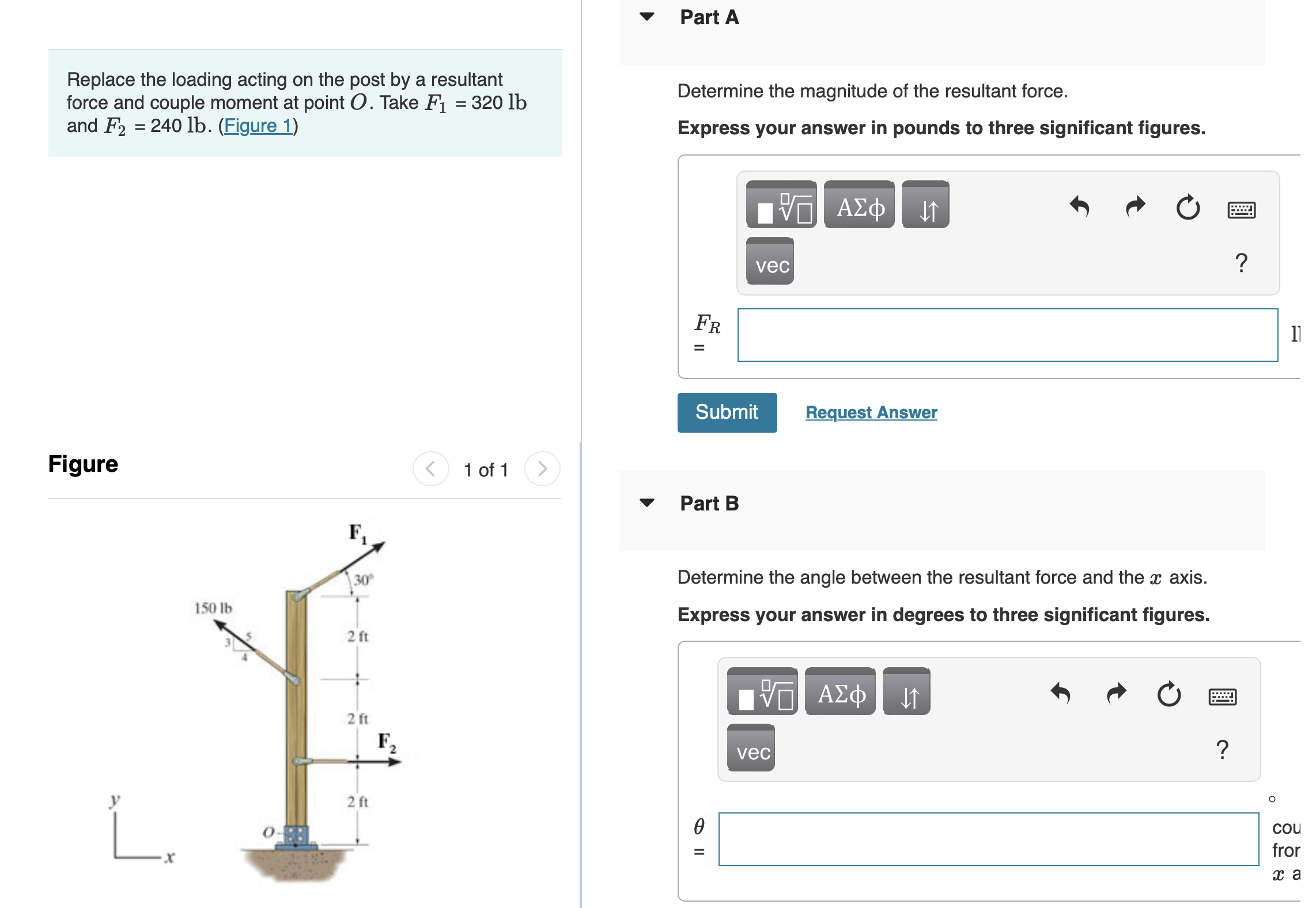Solved Part AReplace the loading acting on the post by a | Chegg.com
