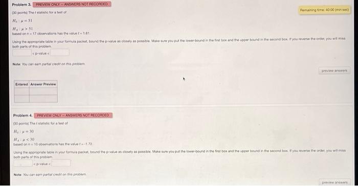 Solved Problem 3. PREVIEW ONLY - ANSWERS NOT RECORDED 30 | Chegg.com