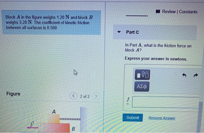 8 of 11 > Review Constants Block A in the figure | Chegg.com 8 of 11 > Review Constants Block A in the figure | Chegg.com