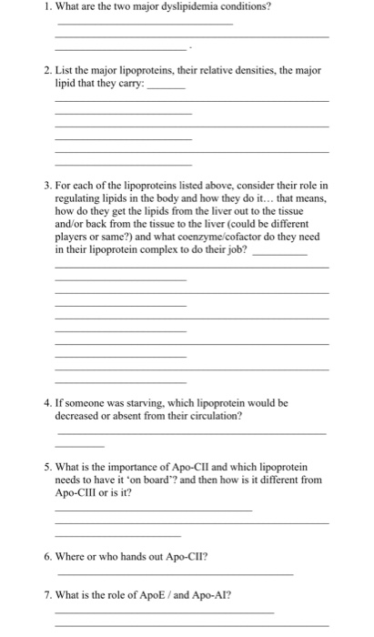 Solved 1. What are the two major dyslipidemia conditions? 2. | Chegg.com