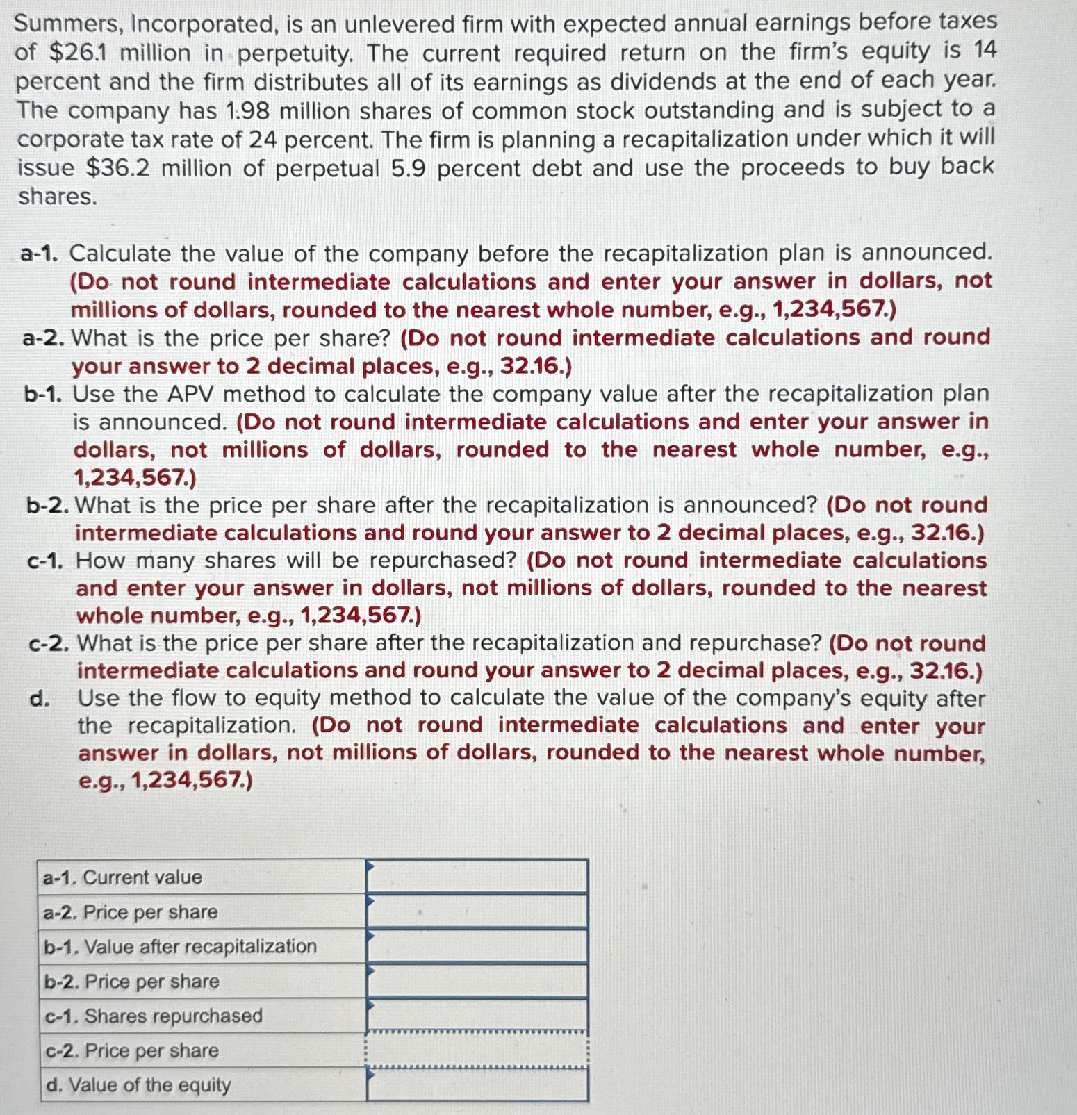 Solved Summers, Incorporated, is an unlevered firm with | Chegg.com