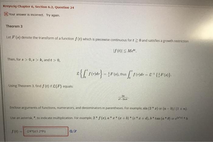 Solved Theorem 3 Let F(*) denote the transform of a function | Chegg.com