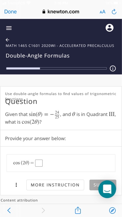 Solved Done knewton.com AA MATH 1465 C1601 2020WI - | Chegg.com