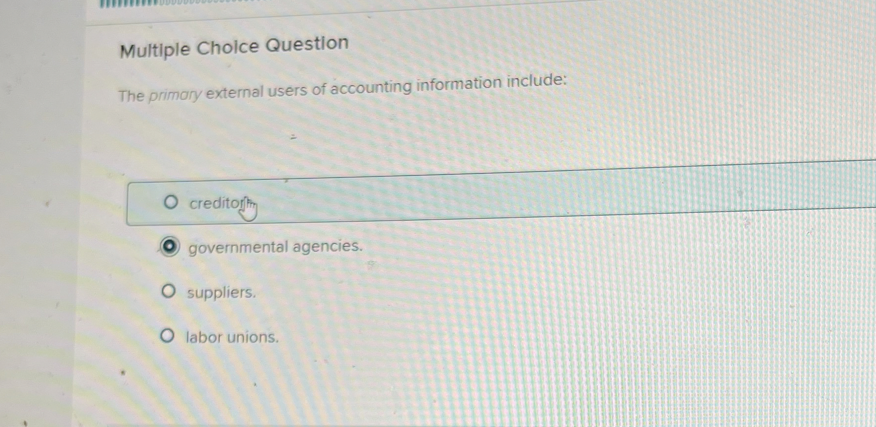 Solved Multiple Choice QuestionThe primary external users of | Chegg.com