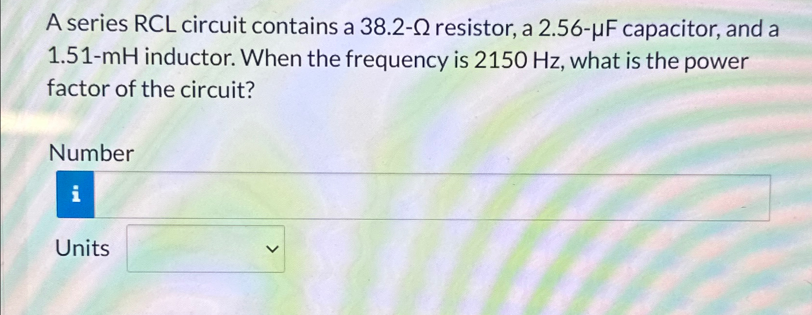 Solved A series RCL circuit contains a 38.2-Ω ﻿resistor, a | Chegg.com