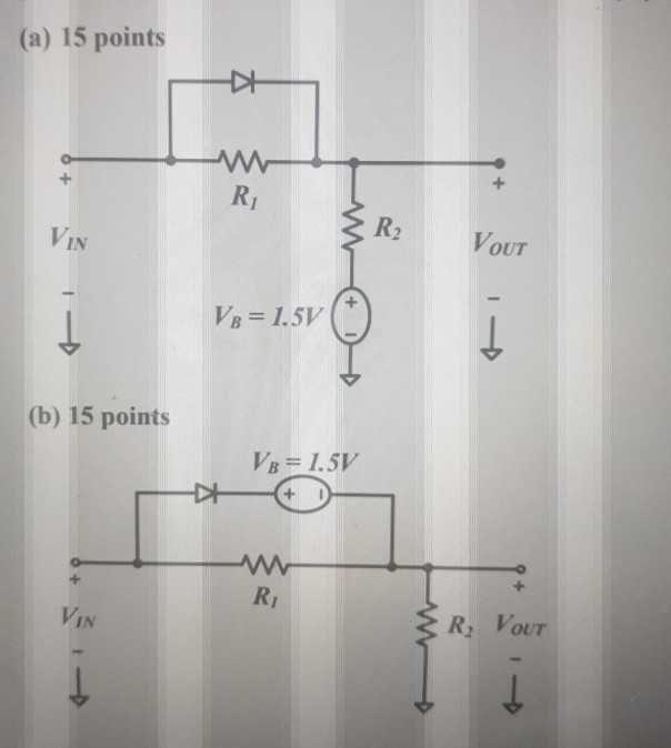 Solved In the given circuit, draw a graph of VouT according | Chegg.com