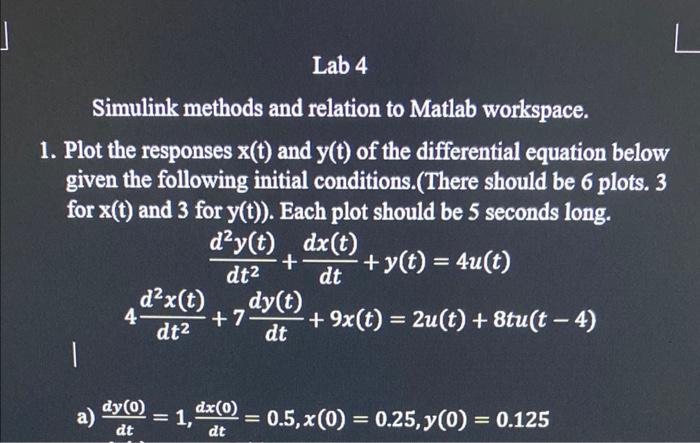 Solved Lab 4 Simulink Methods And Relation To Matlab