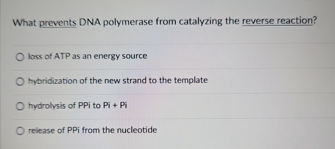 Solved What prevents DNA polymerase from catalyzing the | Chegg.com