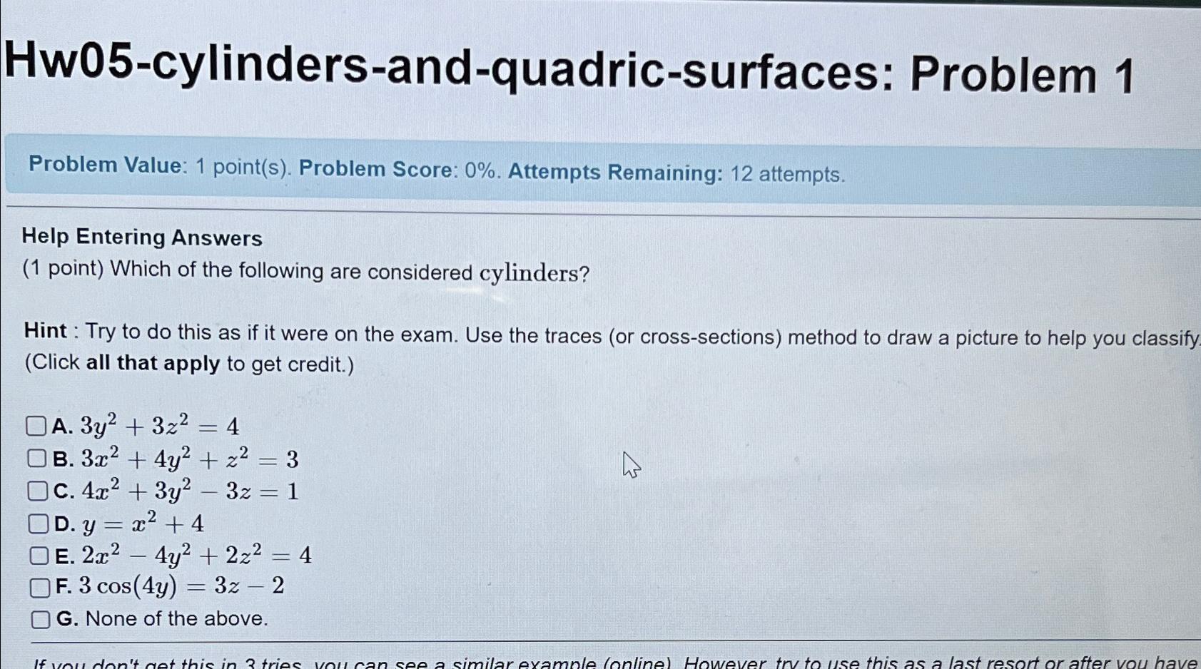 Solved Hw05-cylinders-and-quadric-surfaces: Problem 1Problem | Chegg.com
