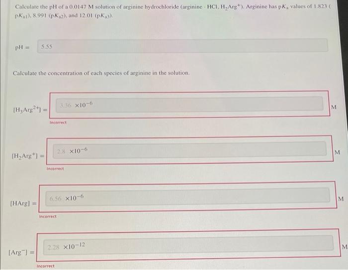 Solved Calculate the pH of a 0.0147 M solution of arginine | Chegg.com